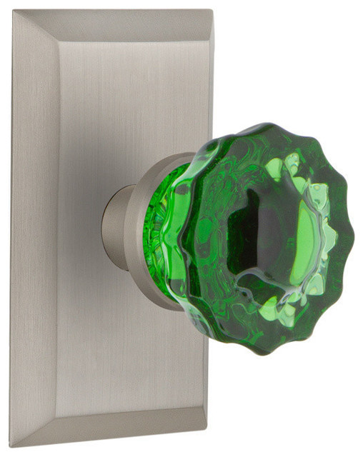 Studio Plate Single Dummy Crystal Emerald Glass Knob, Oil-Rubbed Bronze, Double Dummy ...