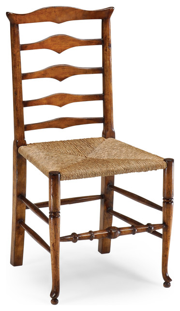 Triangular Detail Ladder Back Chair With Rush Seat, Side - Beach Style ...