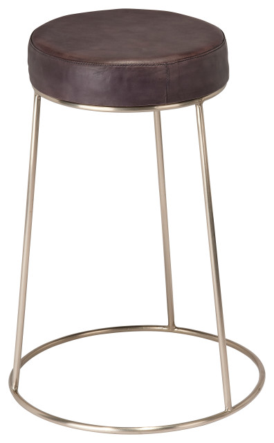 Henry Round Leather Counter Stool - Contemporary - Bar Stools And ...