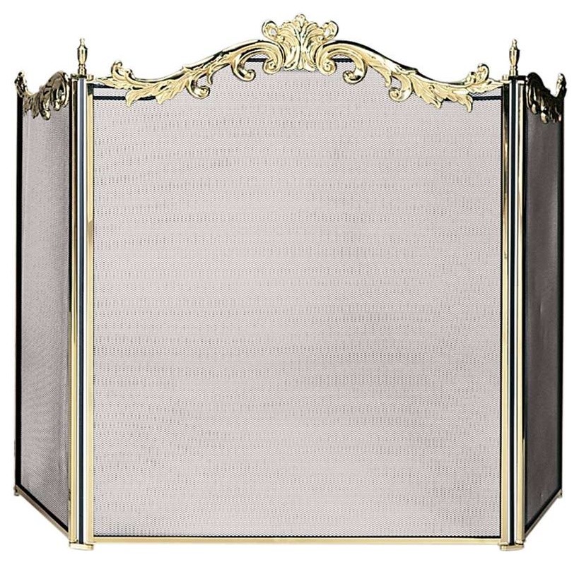 Uniflame 3-Fold Cast Solid Brass Screen - Traditional - Fireplace ...