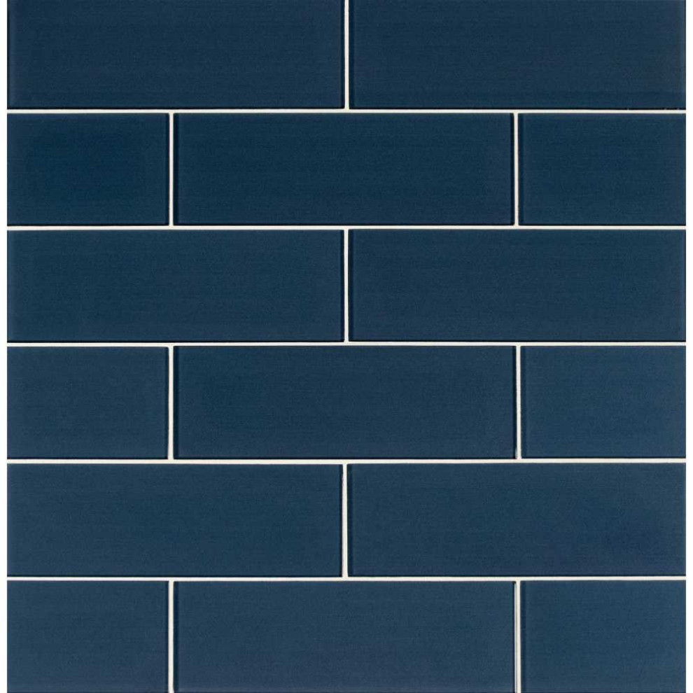 Midnight 4x12 Glossy Glass Subway Tile - Contemporary - Wall And Floor ...