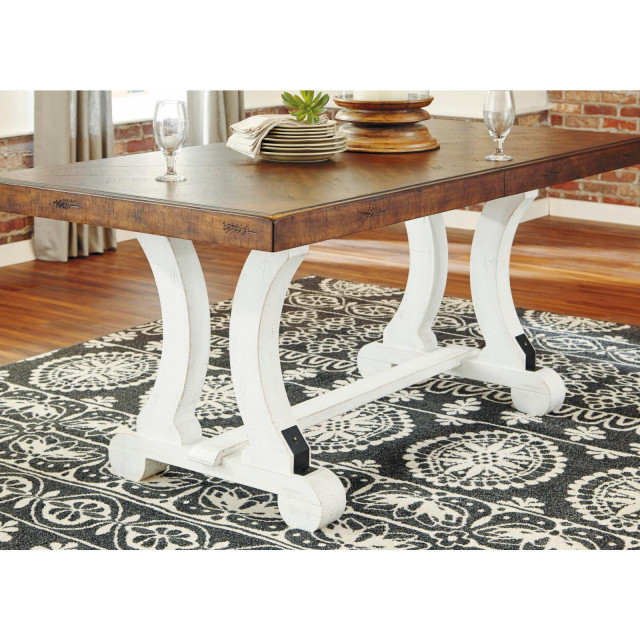 Rustic Farmhouse Dining Table, Unique Trestle Base With Large Top ...