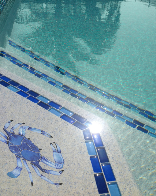 Crab Ceramic Swimming Pool Mosaic Beach Style Accent Trim And