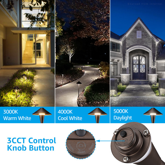 6-Pack 3CCT Low Voltage LED Landscape Pathway Light, Outdoor Lawn ...