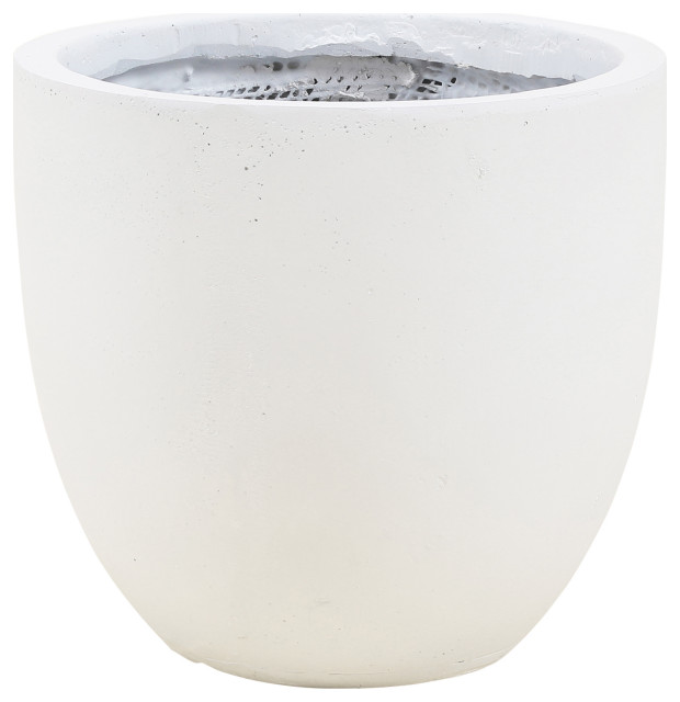 Round White Finish Planter (Large) - Transitional - Outdoor Pots And ...