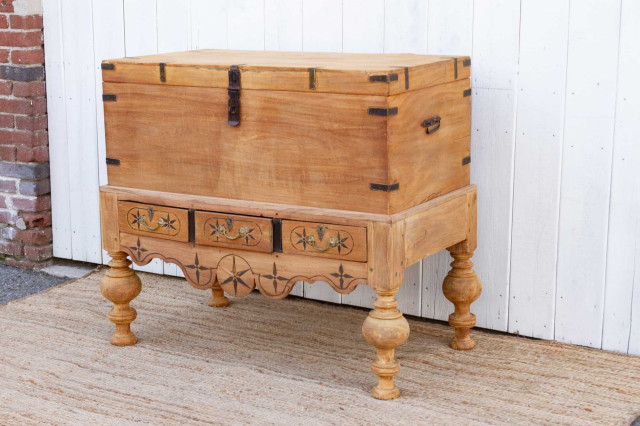 Antique Ceylon Bleached Campaign Chest on Stand - Asian - Accent Chests ...