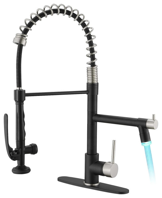 Tall Kitchen Faucet, LED Design With Pull Down Hose - Contemporary ...