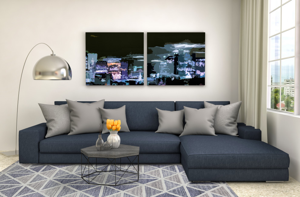 Amer Rugs Vector VEC-2 Steel Blue Gray Hand-tufted Area Rugs, 7'6"x9'6 ...