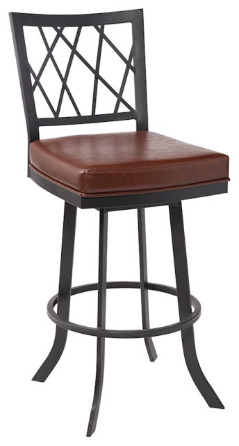 Armen Living Giselle 30" Bar Height Stool, Black/Vintage Coffee ...