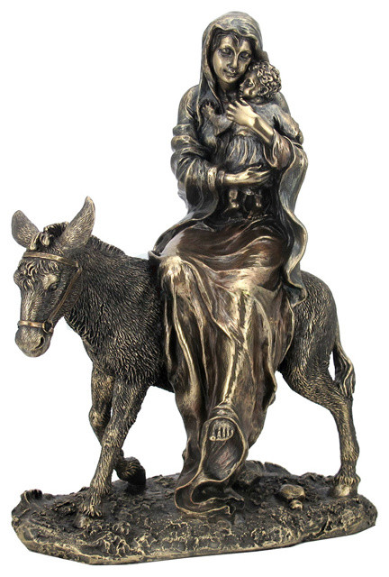 Mary and Baby Jesus On The Donkey, Religious Statue - Traditional ...