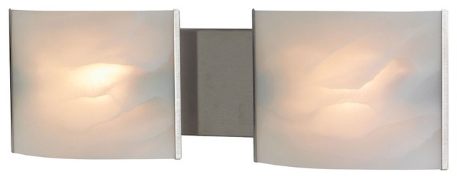 Pannelli Vanity, 2-Light Lamps, White Alabaster Glass, Stainless Steel ...