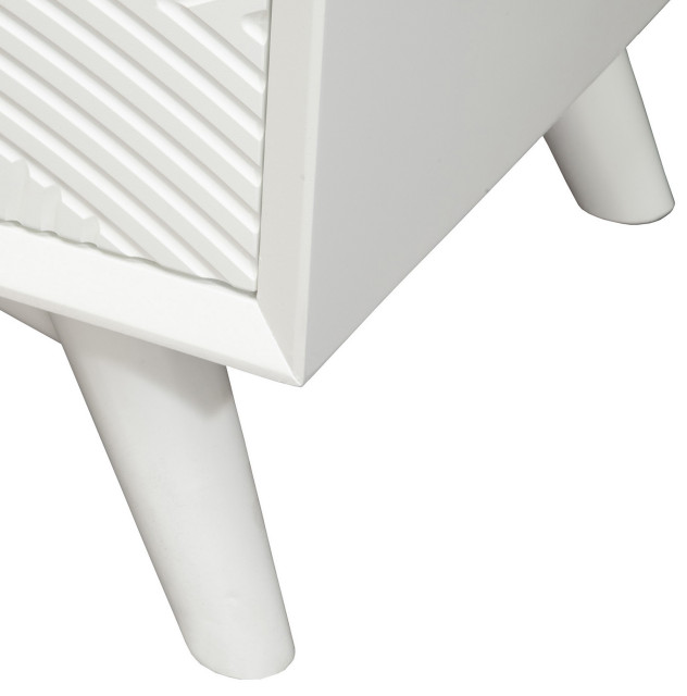 White Groovy 1 Drawer Wood Nightstand - Midcentury - Nightstands And ...