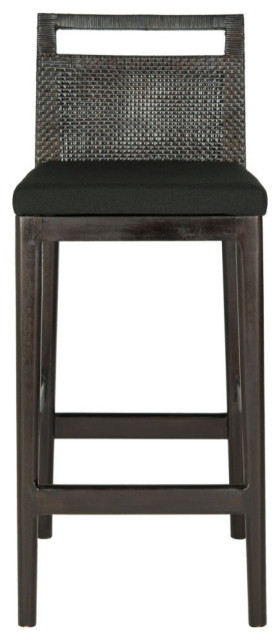 Bando Bar Stool, Black /Black Cushion, Set of 2 - Tropical - Bar Stools ...