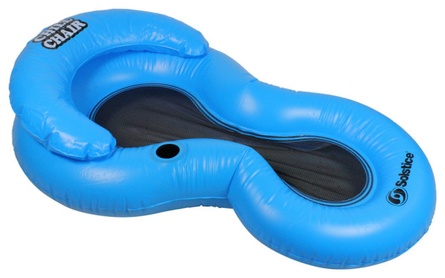 61" Inflatable Blue Chill Swimming Pool Floating Lounge Chair - Modern ...