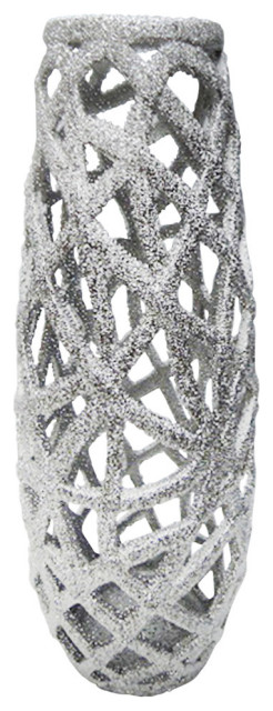 Ceramic 18" Cut-Out Vase, Silver - Contemporary - Vases - by Sagebrook ...
