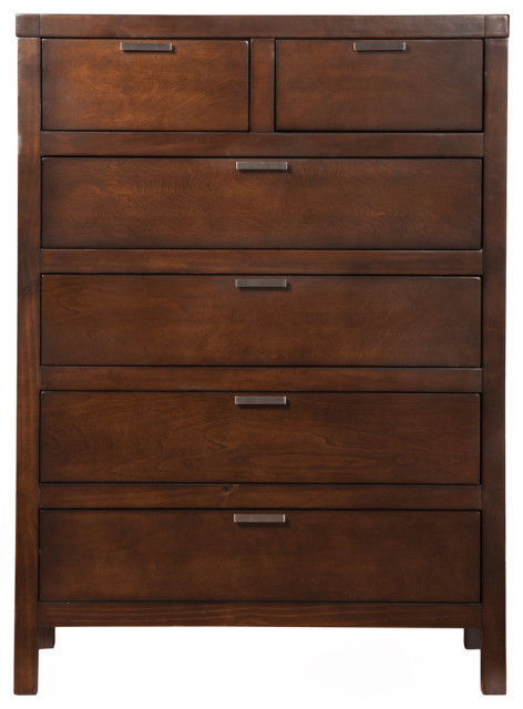 36" Brown Solid Wood Six Drawer Chest - Transitional - Dressers - by ...