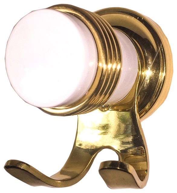 Victorian Bathroom Robe Hook White Porcelain Spectrum Brass ...