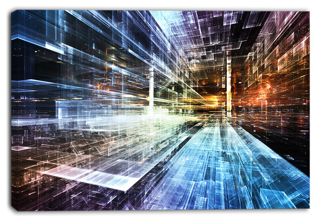 "Future Industry" Abstract Canvas Artwork, 40"x30" - Modern - Prints ...