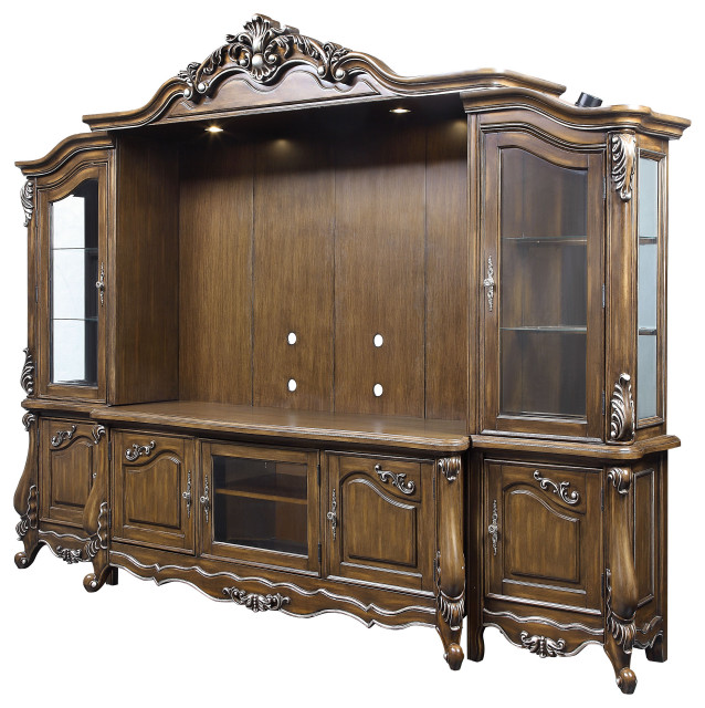 Latisha TV Stand, Antique Oak Finish - Victorian - Entertainment ...