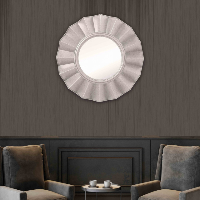 Silver Glass Round Ruffle Mirror - Contemporary - Wall Mirrors - by ...