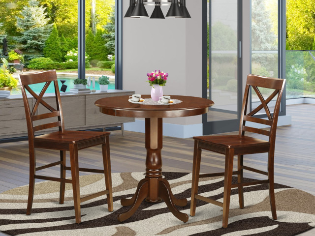 3 Pc Dining Counter Height Set - High Table And 2 Dining Chairs ...