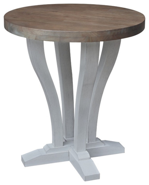 LaCasa Solid Wood Round End Table in Sesame/Chalk - Transitional - Side ...