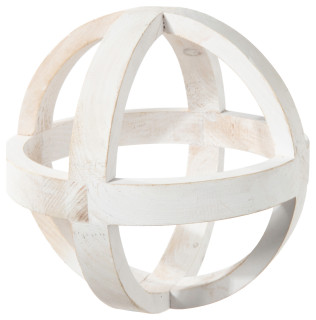 Round Wood Dyson Orb Distressed White Finish, Small - Farmhouse ...
