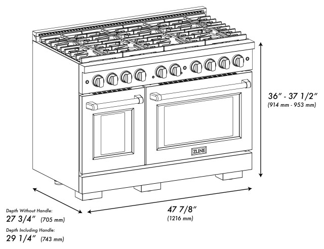 ZLINE 48 In. Freestanding Gas Range, Stainless Steel, SGR48 ...