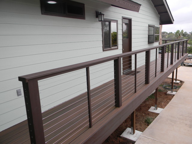 Vista Trex deck with cable railing - Contemporary - Deck - San Diego ...