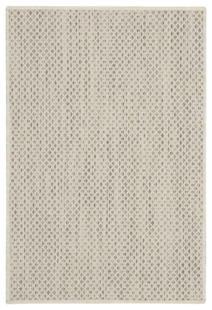 Nourison Courtyard Ivory Silver Area Rug, 4'x6' - Transitional ...