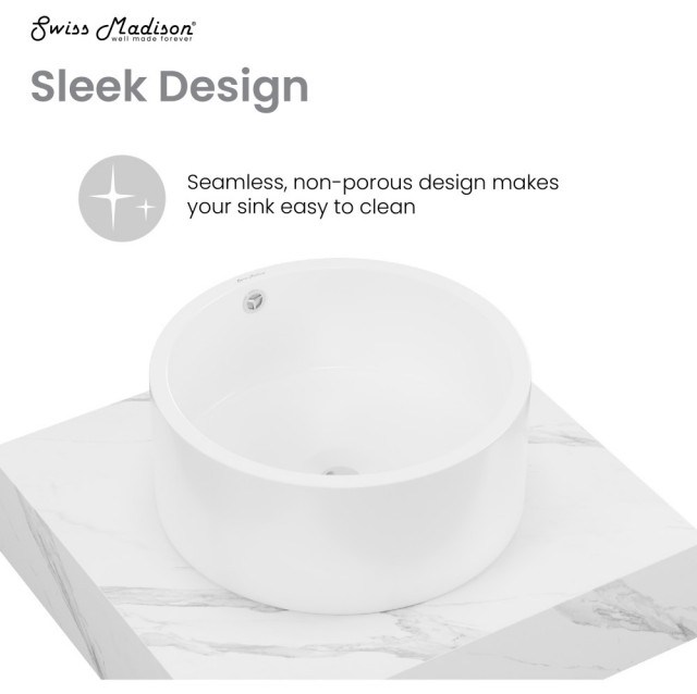 Monaco 24" Floating Bathroom Shelf With Vessel Sink, White Marble, 24 x 22 - Contemporary ...