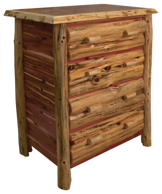 Red Cedar Log Canopy Bedroom Set, Queen - Rustic - Bedroom Furniture ...