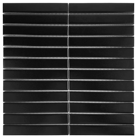 Sample Gio Black Matte 1" X 6" Stacked Linear Porcelain M. Tile ...