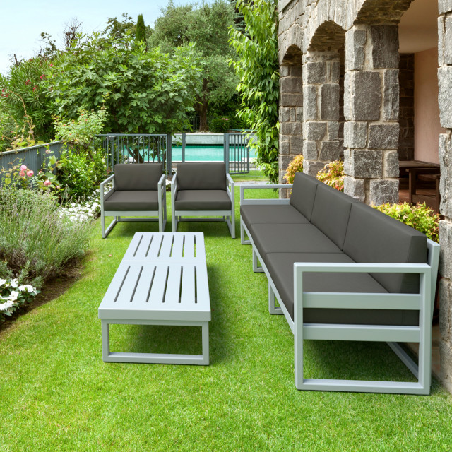 Mykonos Rectangle Lounge Table Silver - Contemporary - Outdoor Coffee ...