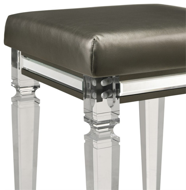 Picket House Furnishings Charlotte Vanity Stool with Acrylic Leg in ...