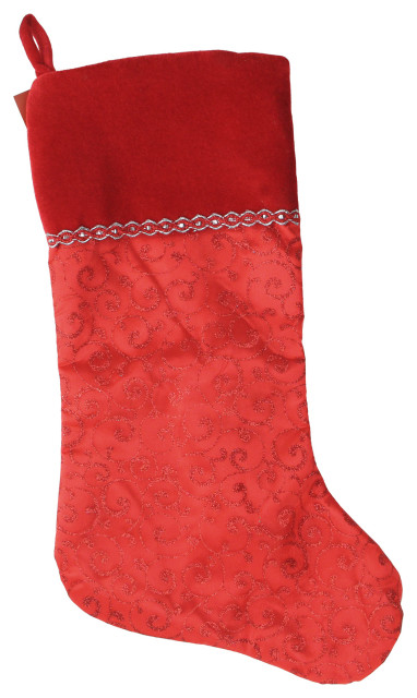 22" Red With Glittering Swirl Design on Sheer Organza Christmas ...