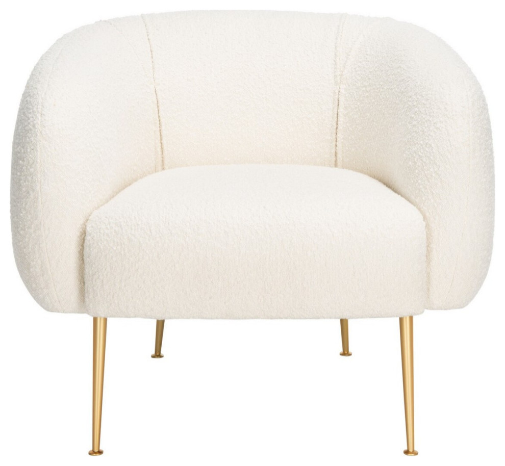 Natal Poly Blend Accent Chair Ivory/Gold - Midcentury - Armchairs And ...