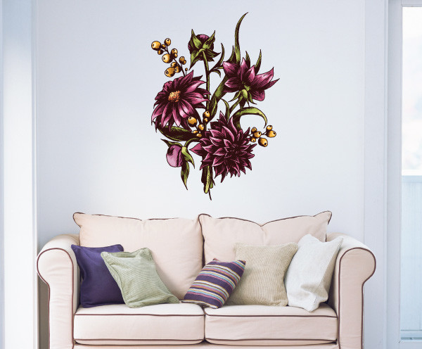 Floral Flower Vinyl Wall Decal FloralFlowerUScolor085, 10 in ...