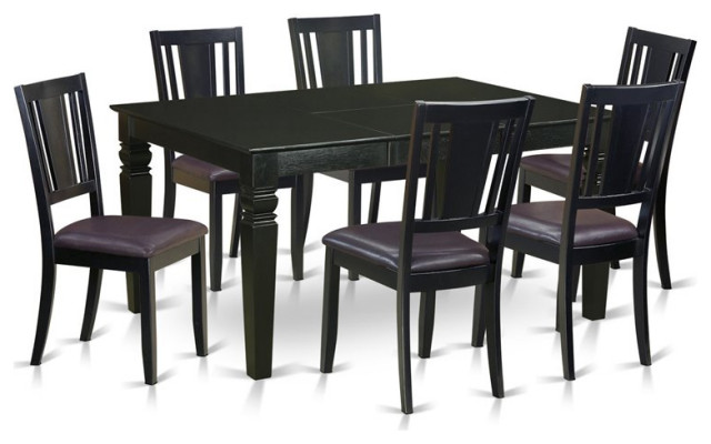 East West Furniture Weston 7-piece Wood Dining Table Set in Black ...