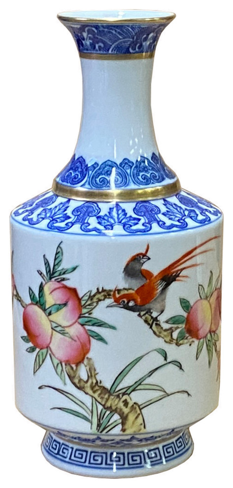 Chinese Oriental Off White Porcelain Graphic Scenery Vase Hws2696 ...
