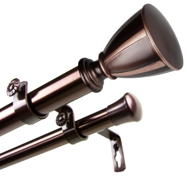 Maja 1" Double Curtain Rod, 66-120" - Traditional - Curtain Rods - by ...