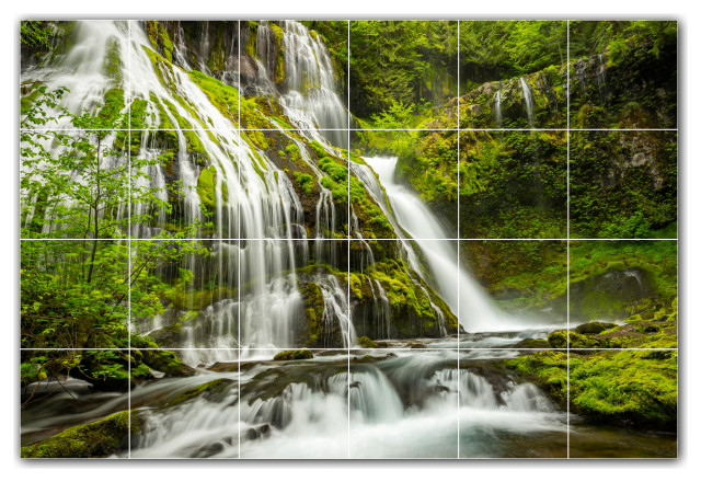 Waterfalls Ceramic Tile Wall Mural HZ501147, 72" Wide x 48" High ...