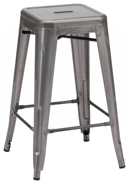 Set of Two Gray Steel Counter Stools - Industrial - Bar Stools And ...