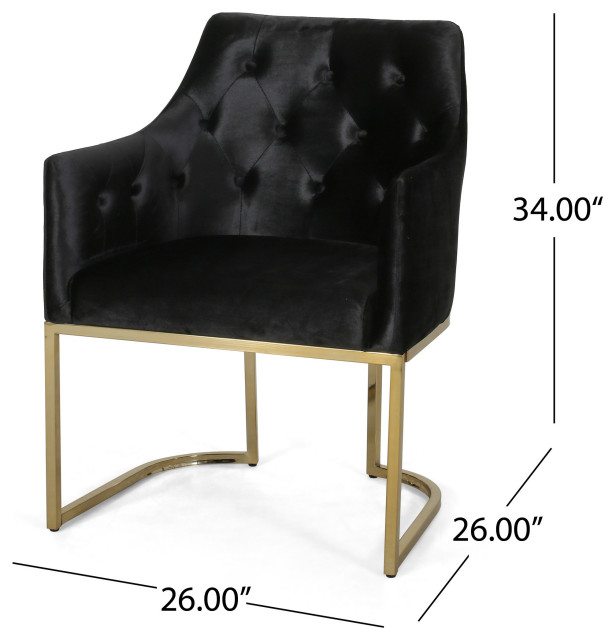 Fern Modern Tufted Glam Accent Chair With Velvet Cushions and U-Shaped ...