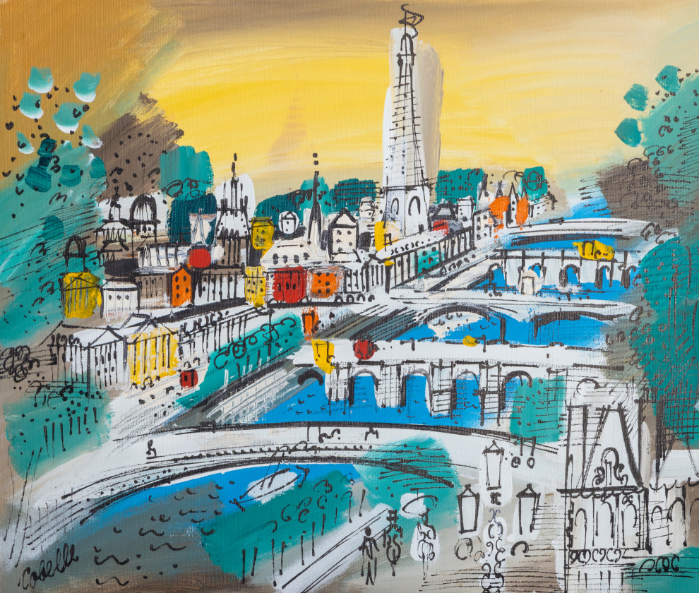 Bridge With Eiffel Tower 6, Charles Cobelle, 20x24 - Contemporary ...