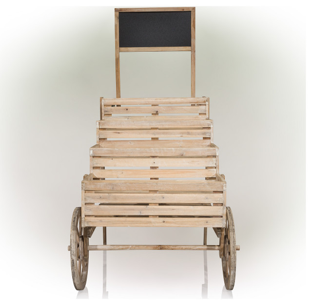 Alpine Wooden Cart Plant and Display Stand With Chalkboard, 59"Tall ...
