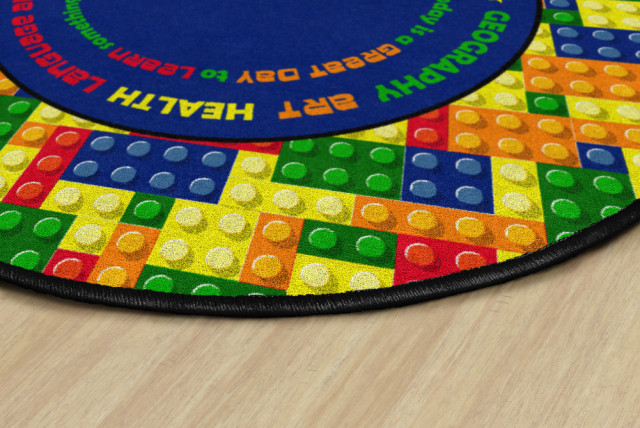 Flagship Carpets FE128-85A 6' Learning Blocks Round Educational Rug ...