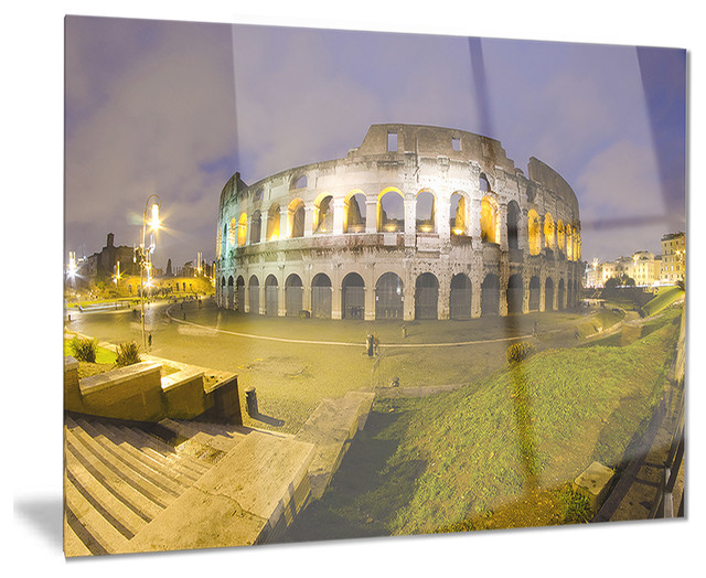 "Colosseum by Night" Landscape Metal Wall Art, 28"x12" - Contemporary ...