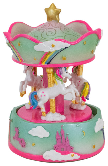 6.5" Children's Rainbow Rotating Unicorn Musical Carousel - Kids Toys ...