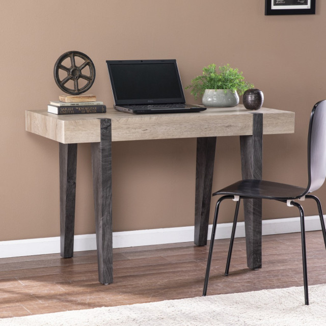 Modern Chunky Natural and Gray Wood Table Desk - Rustic - Desks And ...